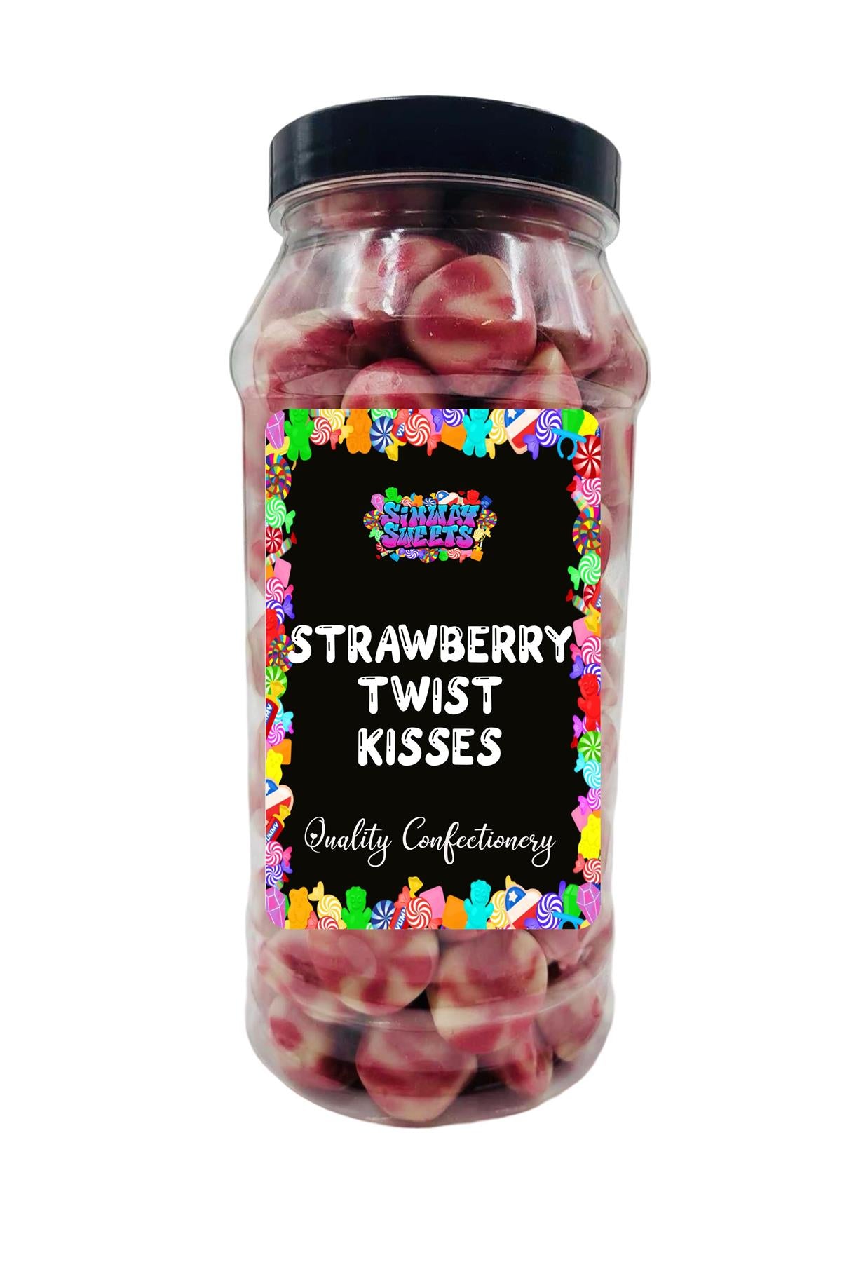 Strawberry Twist Kisses Jelly Gummy Retro Sweets Gift Jar - 850g ...
