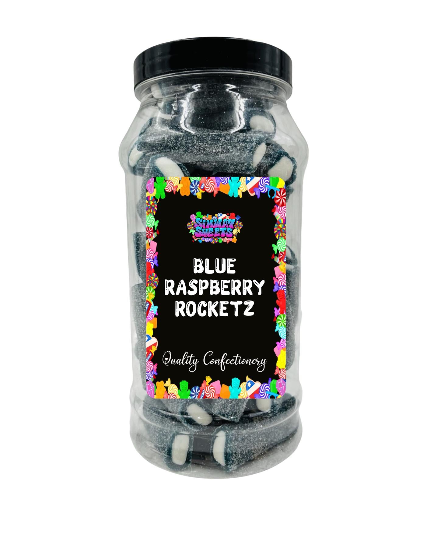 Blue Raspberry Rocketz Pencil Bites Fizzy Retro Sweets Gift Jar - 605g ...