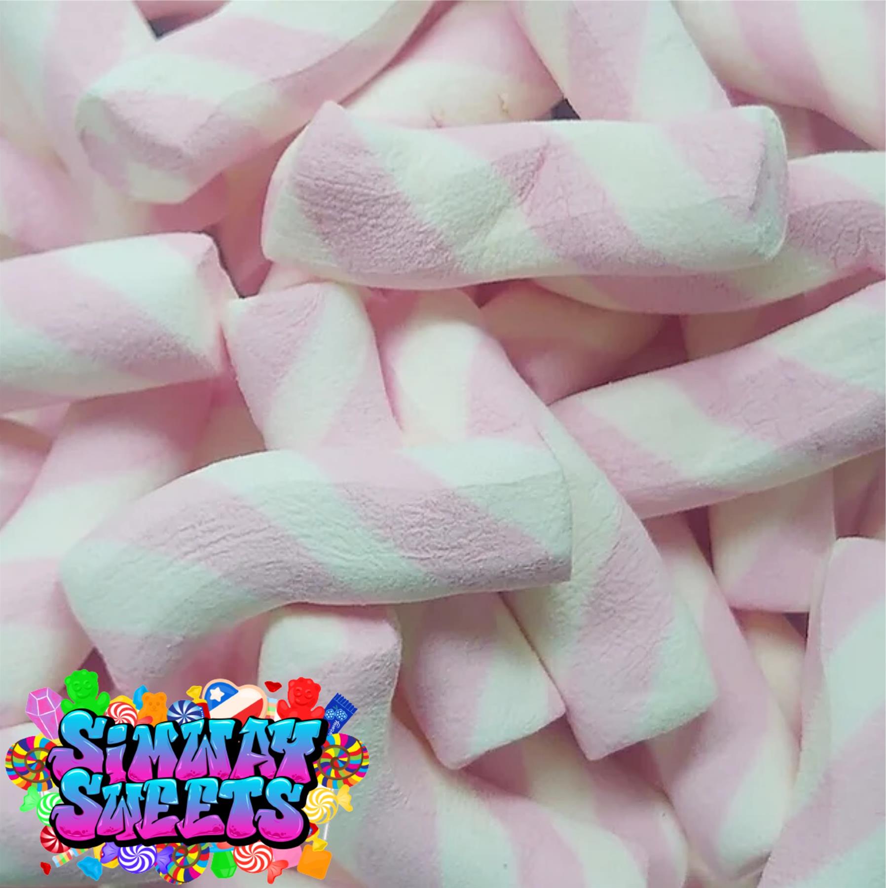 Pink & White Striped Mallow Poles – Simway Sweets