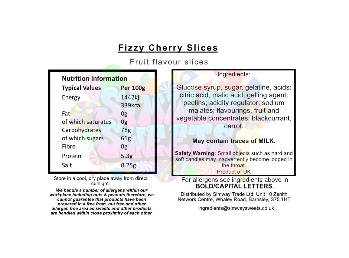 Fizzy Cherry Slices – Simway Sweets